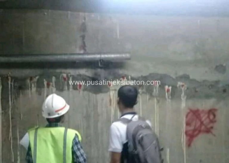 Injeksi PU pada basement gedung bagian dingding STP, GWT, / WTP ...